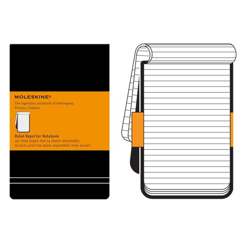Moleskine Ruled Black Reporter Notebook - Pocket - hard cover - 90 x 140mm