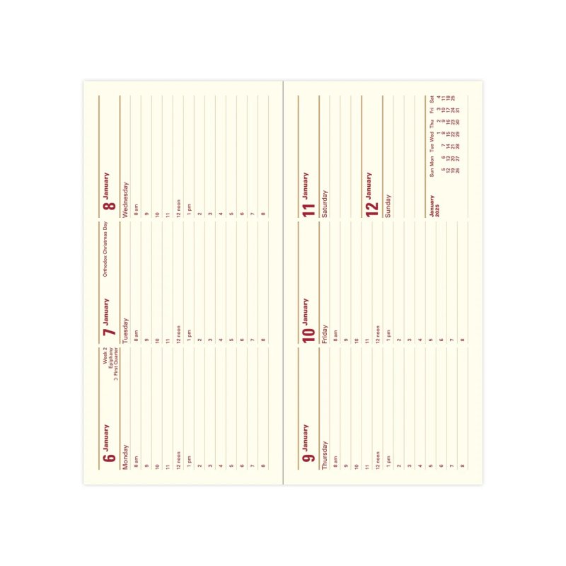 Lexicon Slim Landscape Week to View Diary with Appointments 2025 - English