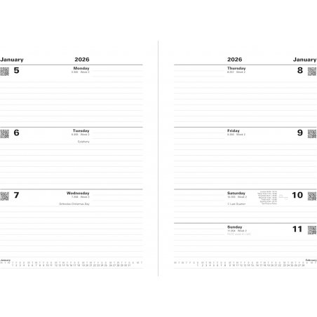 Standard A5 Week to View Diary 2026 - English