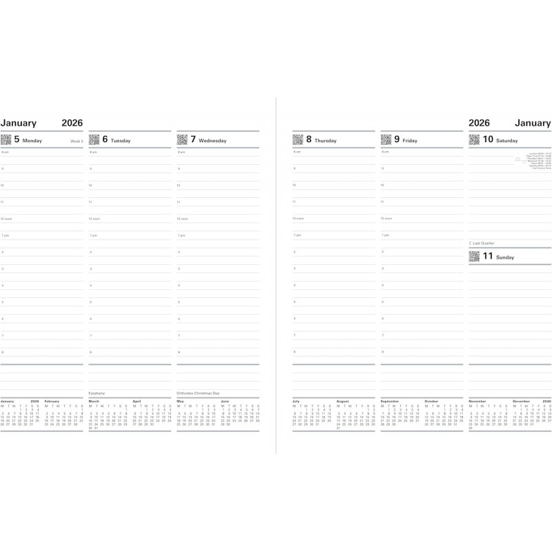 Letts Standard Quarto Week to View Diary with Appointments 2026